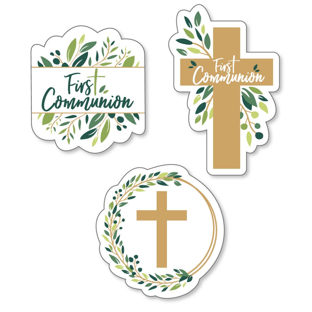 Primera Comunión Cruz Elegante DiY Shaped Religious Party Cut-Outs 24 ...