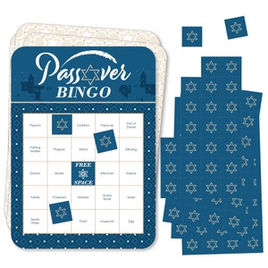 Happy Passover - Bingo Cards and Markers - Pesach Jewish Holiday Party ...