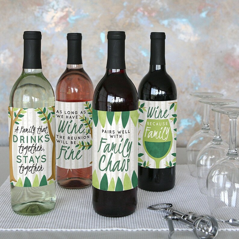 Family Tree Reunion - Wine Bottle Labels for Family Gatherings Parties ...