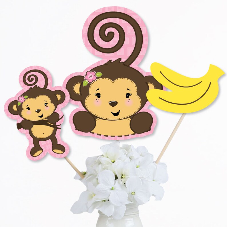 Pink Monkey Girl Baby Shower or Birthday Party Centerpiece - Etsy