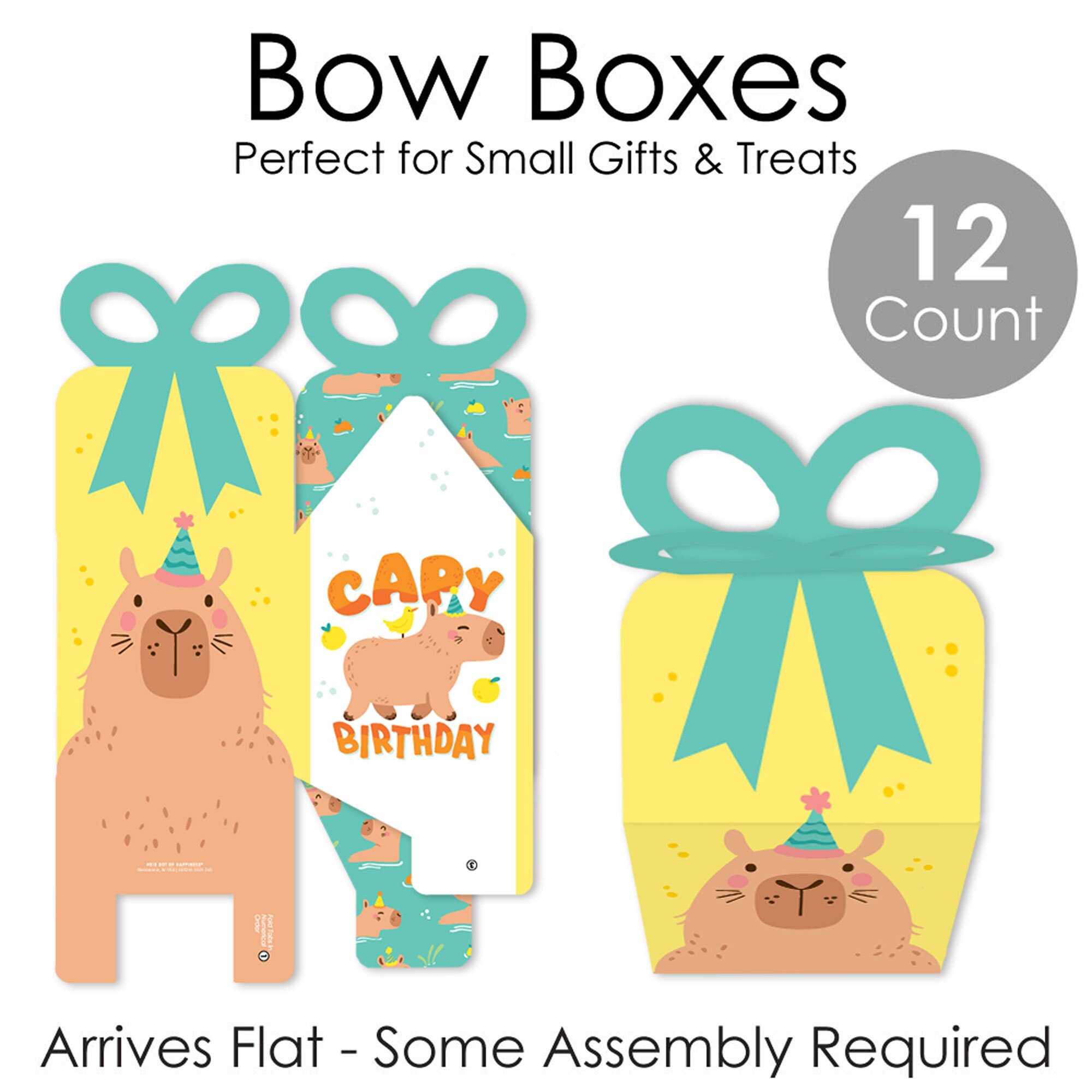 Capy Birthday - Square Favor Gift Boxes - Capybara Party Bow Boxes ...
