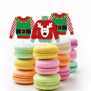 Ugly Sweater - Dessert Cupcake Toppers - Holiday and Christmas Party ...