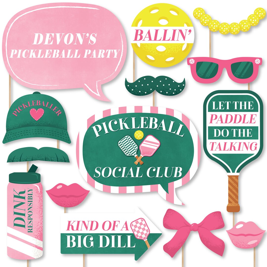 Custom Pink Pickleball - Photo Booth Props - Personalized Country Club ...