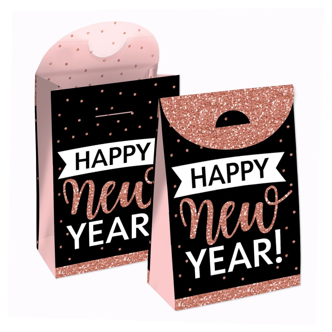 Rose Gold Happy New Year - New Years Eve Gift Favor Bags - Party Goodie ...