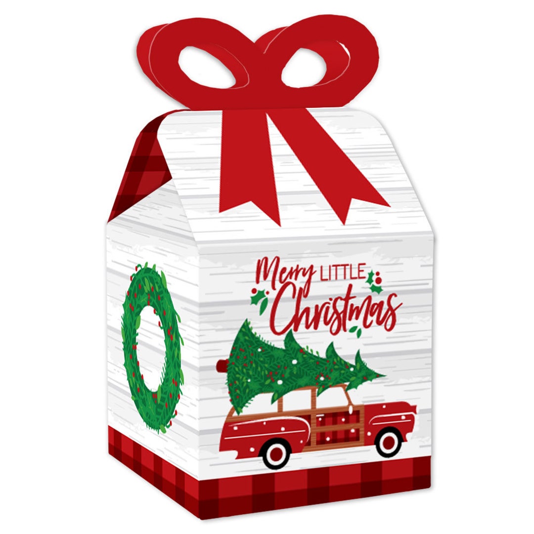 Merry Little Christmas Tree - Square Favor Gift Boxes - Red Car ...