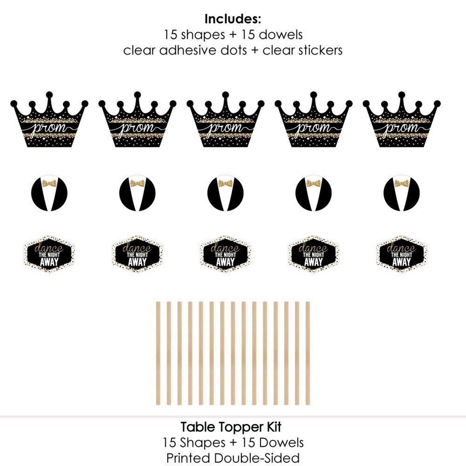 Prom Centerpiece Sticks Black and Gold Prom Night Party | Etsy