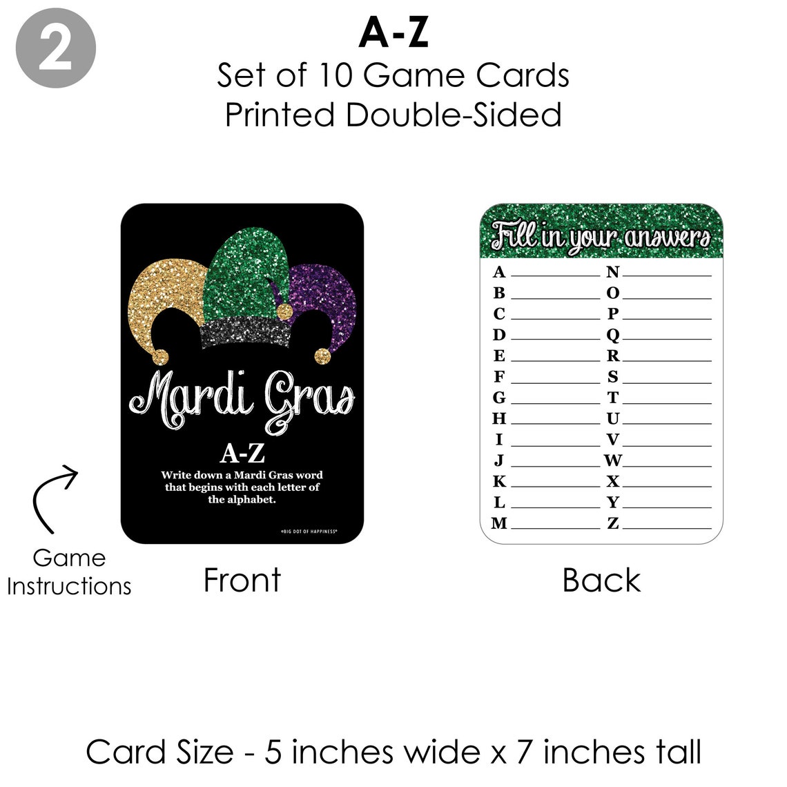 Mardi Gras - 4 Masquerade Party Games - 10 Cards Each - Gamerific ...