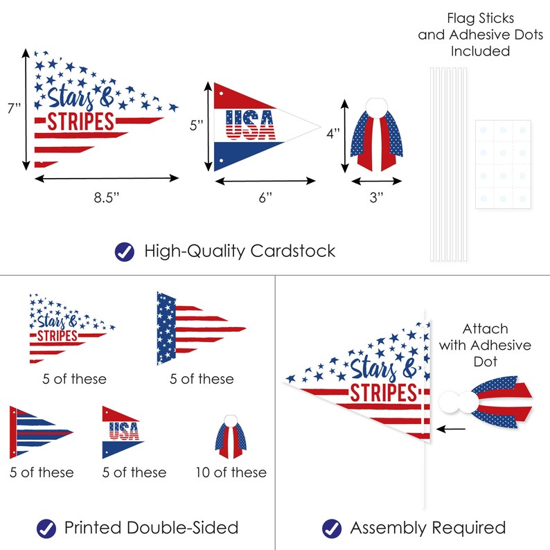 Stars & Stripes Triangle Patriotic Party Photo Props - Etsy