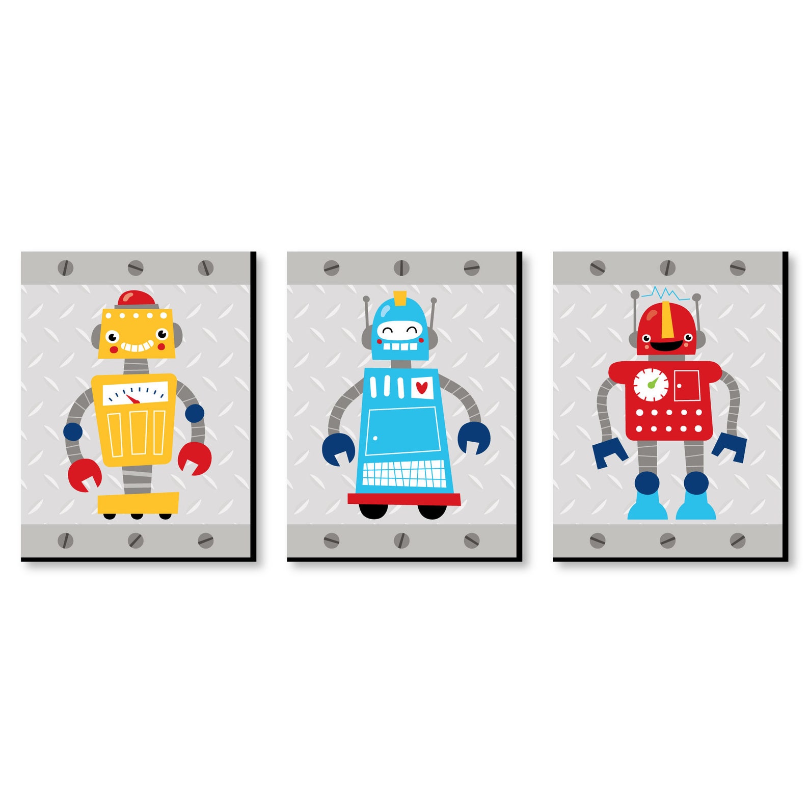 Gear up Robots Nursery Wall Art and Kids Room Decor 7.5 X | Etsy