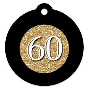 60th Birthday Party Tags - Adult 60th Birthday - Gold(set of 20) - Etsy