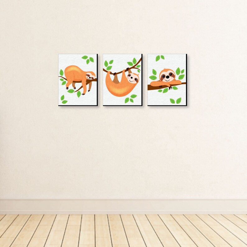 Let's Hang - Sloth - Kids Room, Nursery & Home Décor - 7.5” X 10” Kids ...