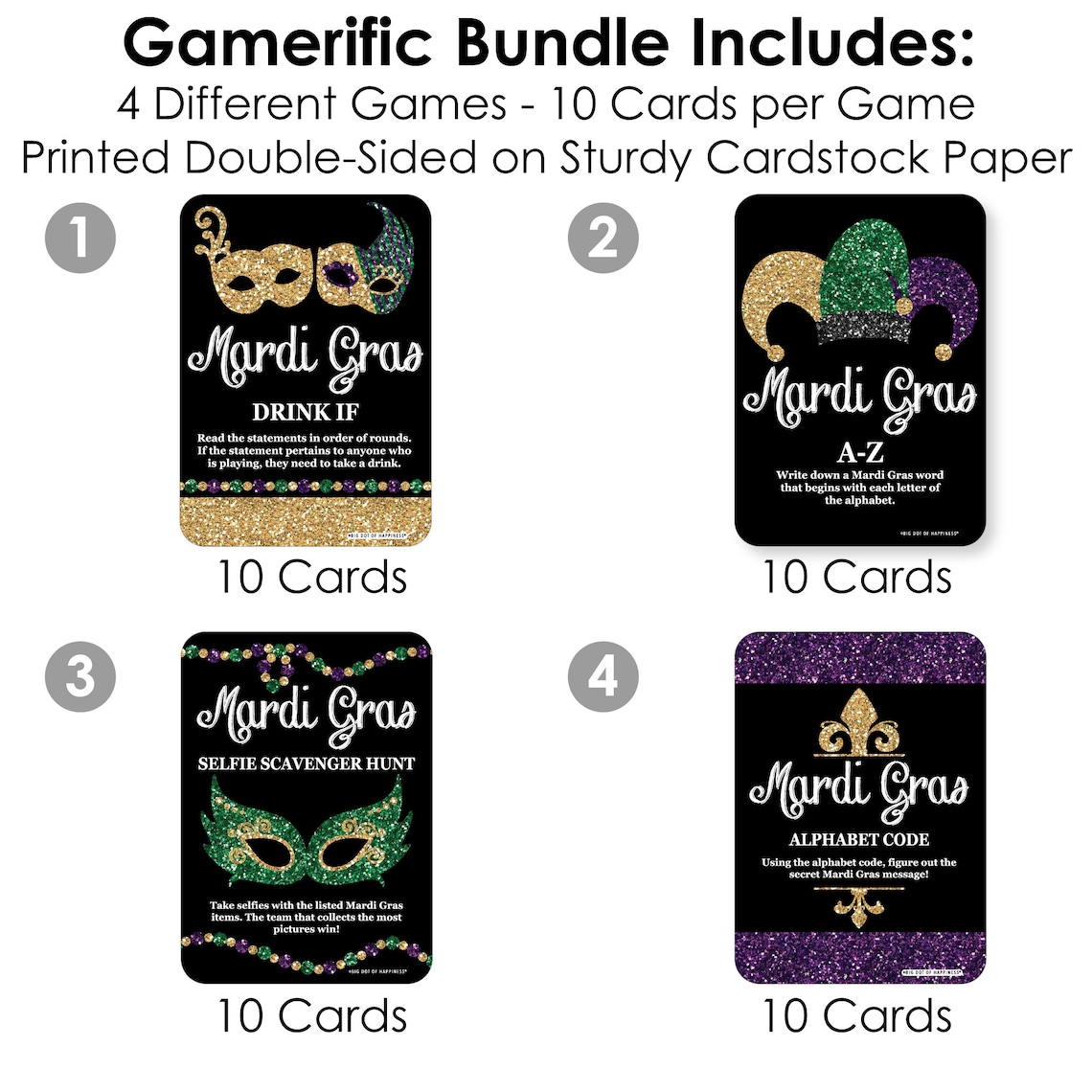 Mardi Gras 4 Masquerade Party Games 10 Cards Each - Etsy