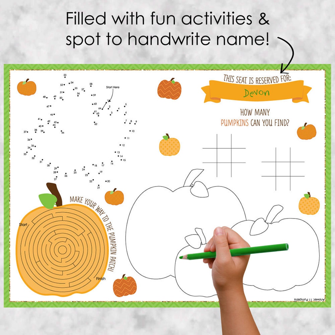 Pumpkin Patch - Paper Fall, Halloween, or Thanksgiving Party Coloring ...