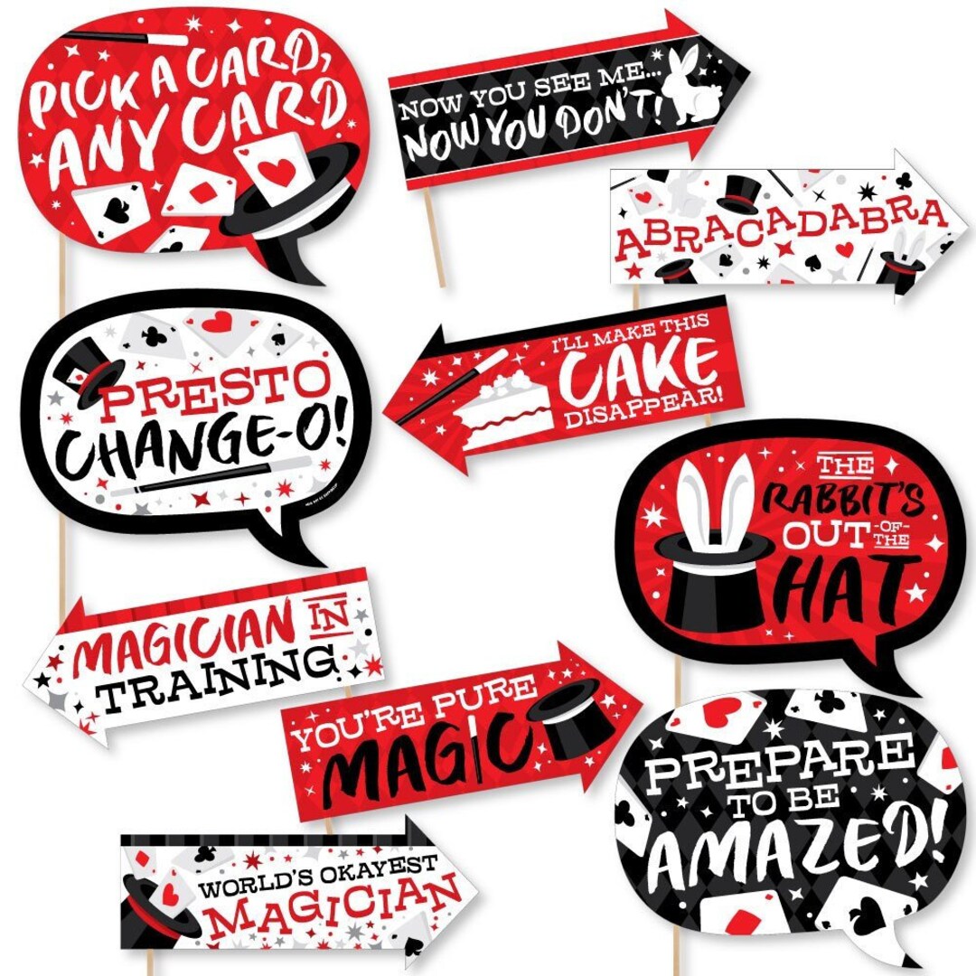 Funny Ta-da, Magic Show - Magical Birthday Party Photo Booth Props Kit ...