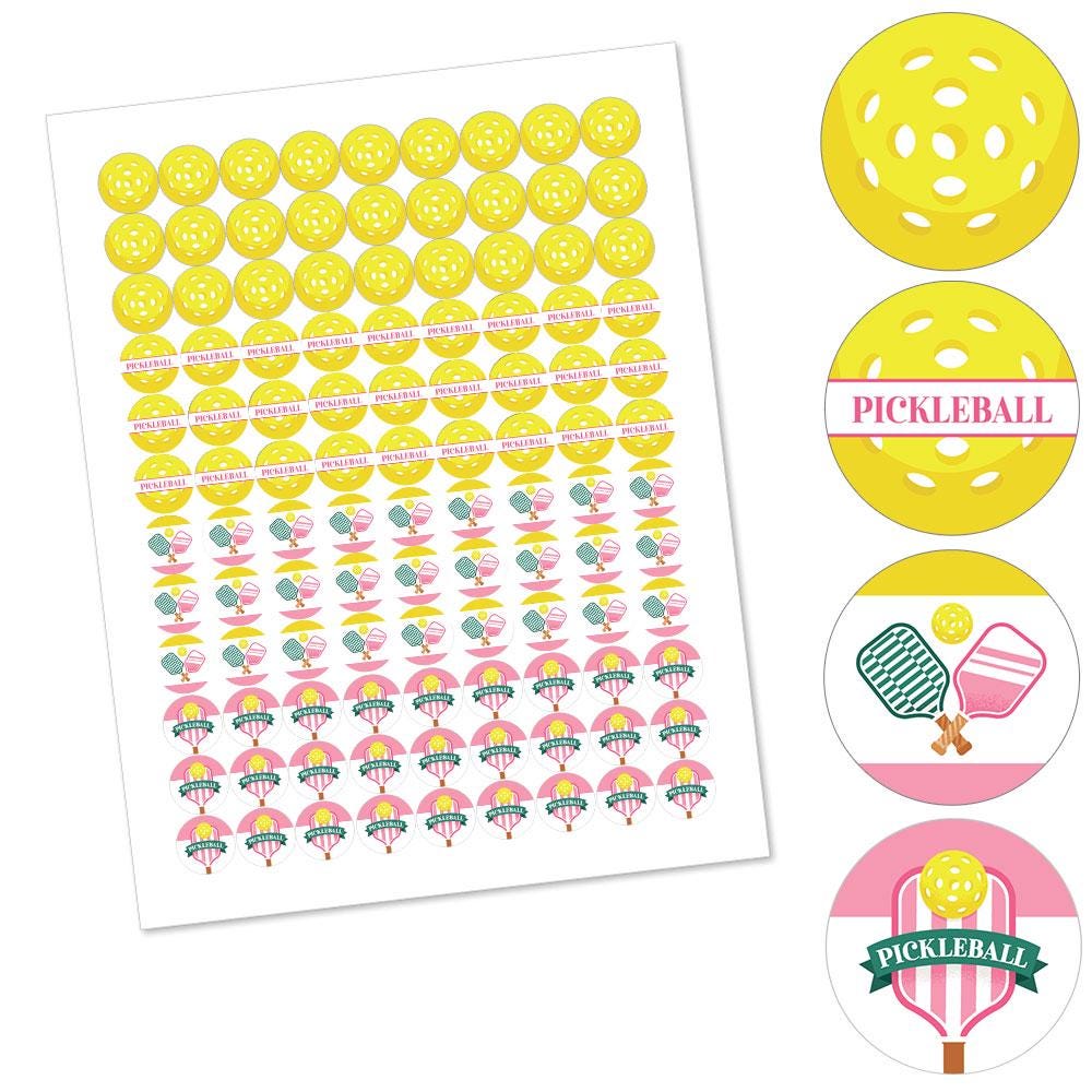 Mini Pink Pickleball Party Stickers, Country Club-themed Round Candy ...