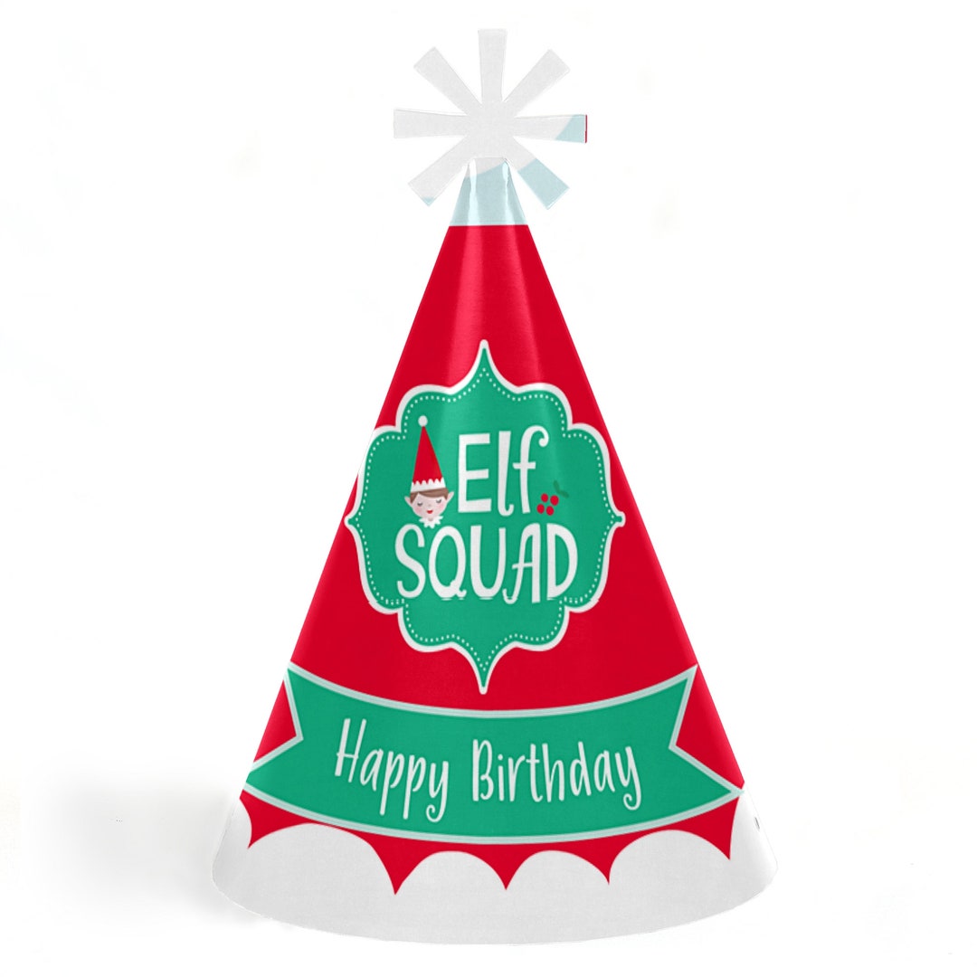 Elf Squad Party - Cone Happy Birthday Party Hats for Kids and Adults ...