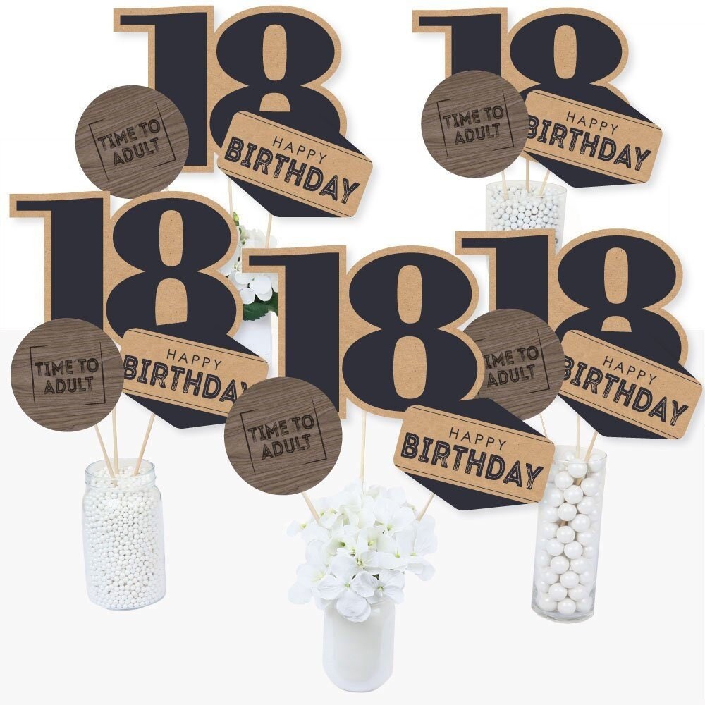 18th Milestone Birthday - Centerpiece Sticks - Eighteenth Birthday ...