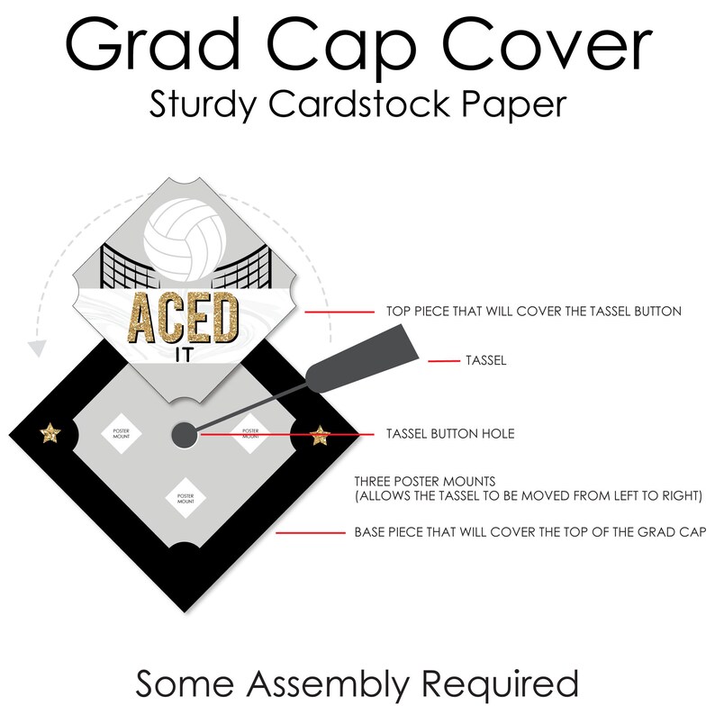 Grad Volleyball Aced It Graduation Cap Decorations Kit - Etsy