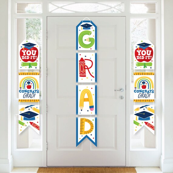Elementary Grad - Hanging Vertical Paper Door Banners - Kids Graduation ...