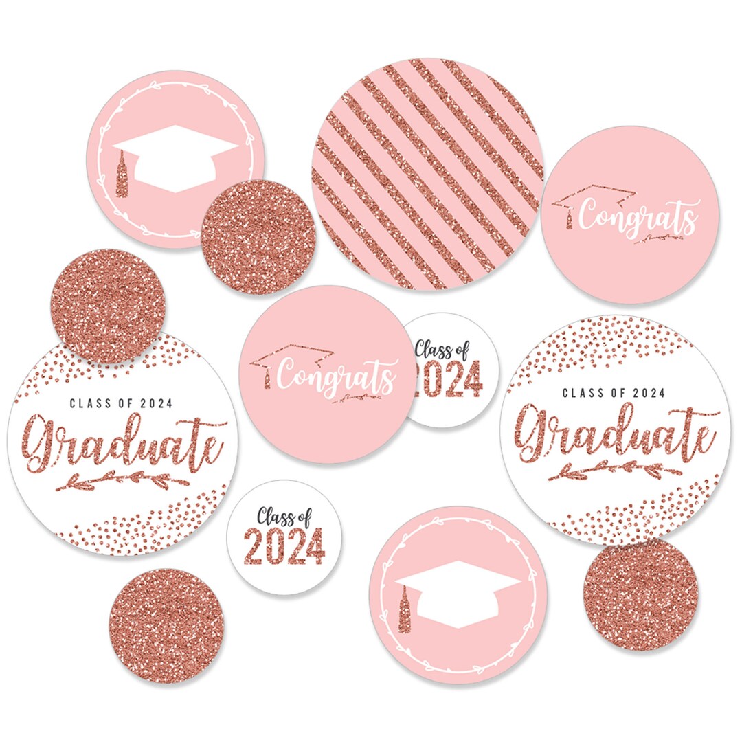 Rose Gold Grad 2024 Graduation Party Giant Circle Confetti Party ...