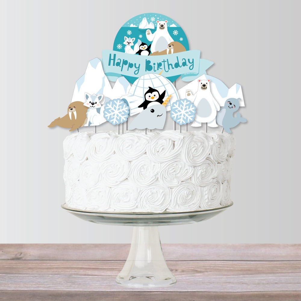 Arctic Polar Animals Winter Birthday Party Cake Decorating | Etsy