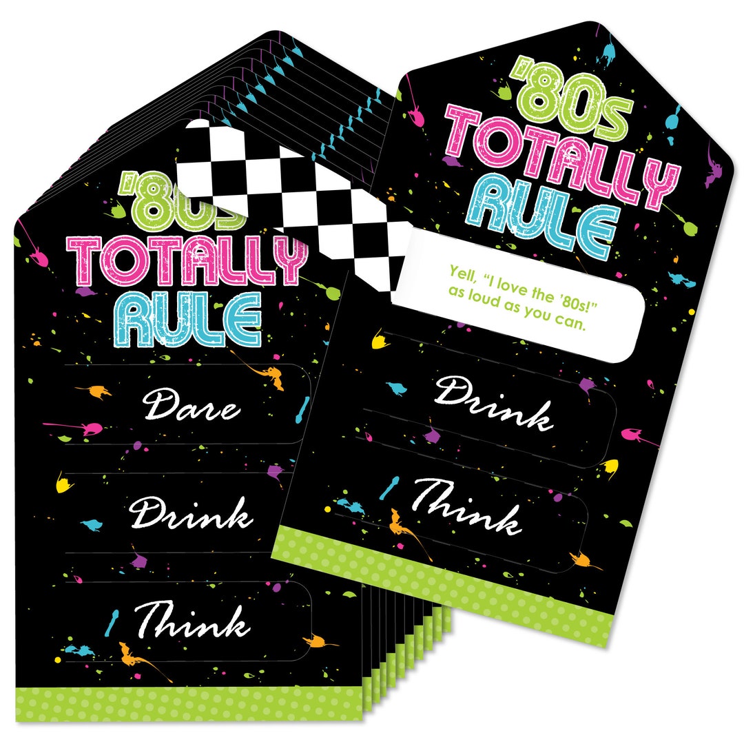 80’s Retro - Totally 1980s Party Game Pickle Cards - Dare, Drink, Think ...