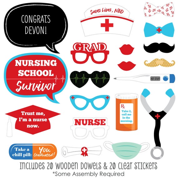 Nurse Graduation - Photo Booth Props - Medical Nursing Photobooth Kit ...