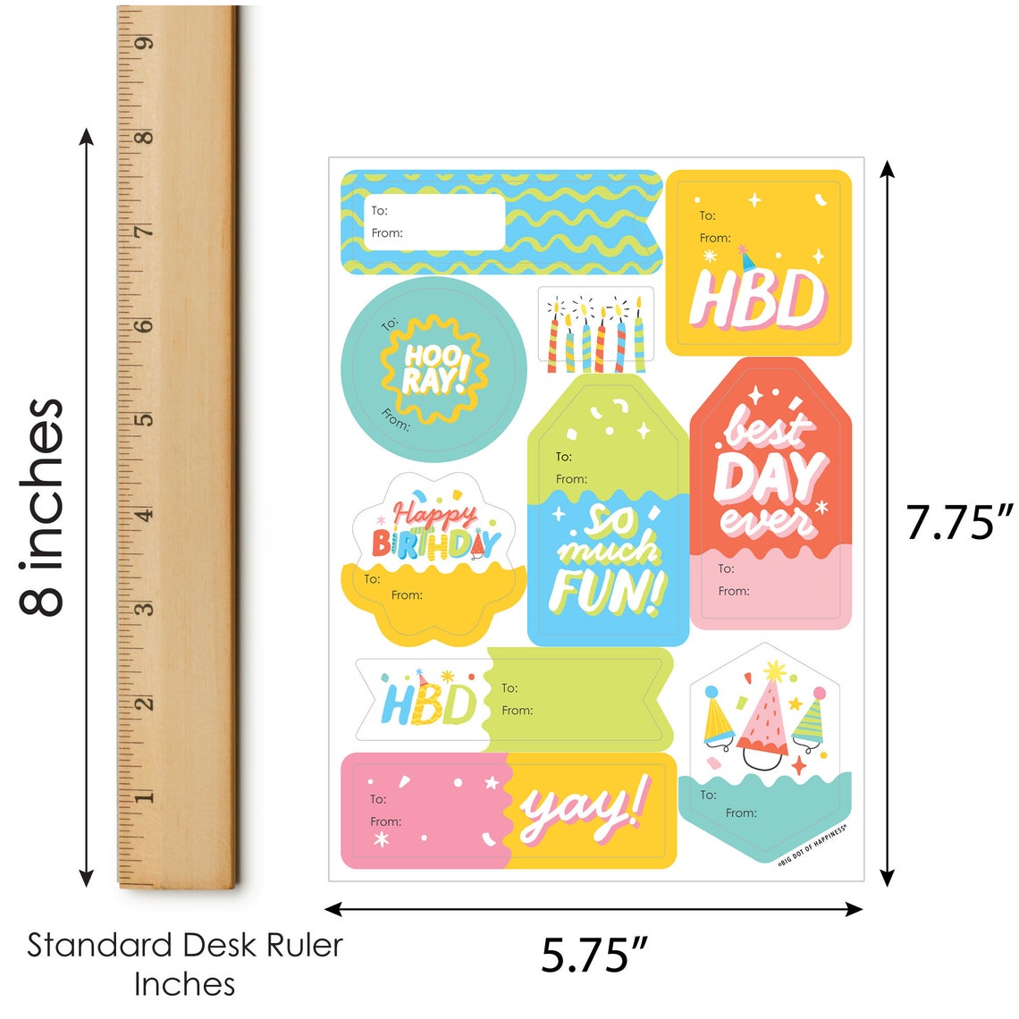Party Time - Assorted Happy Birthday Party Gift Tag Labels - to and ...