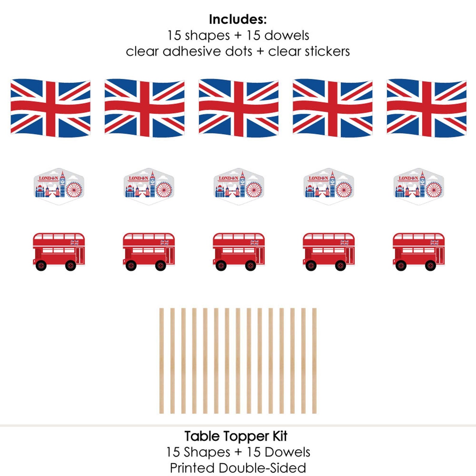 Cheerio London British UK Party Centerpiece Sticks Table | Etsy
