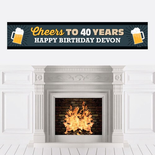 Cheers and Beers to 40 Years Banner / Gold Glitter Birthday - Etsy