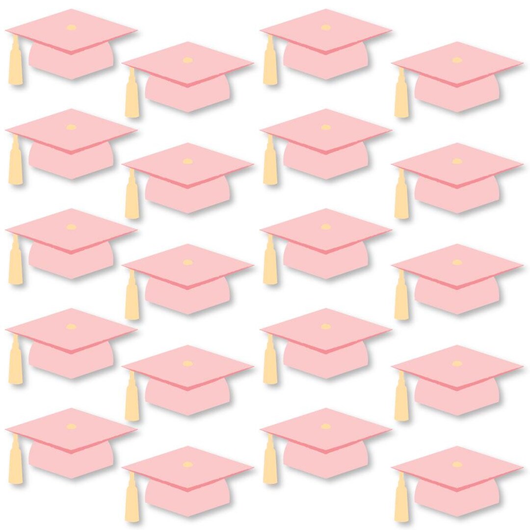 Pink Graduation Cap Decorations, DIY Large Grad Hat Cut-outs, Double ...