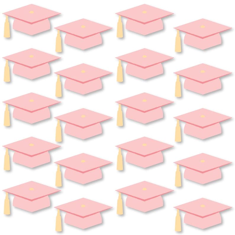 Pink Graduation Cap Decorations, DIY Large Grad Hat Cut-outs, Double ...