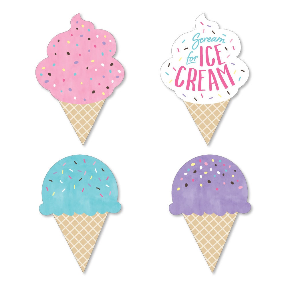 Scoop up the Fun - Ice Cream - DIY Shaped Die Cut Paper Cut Outs ...
