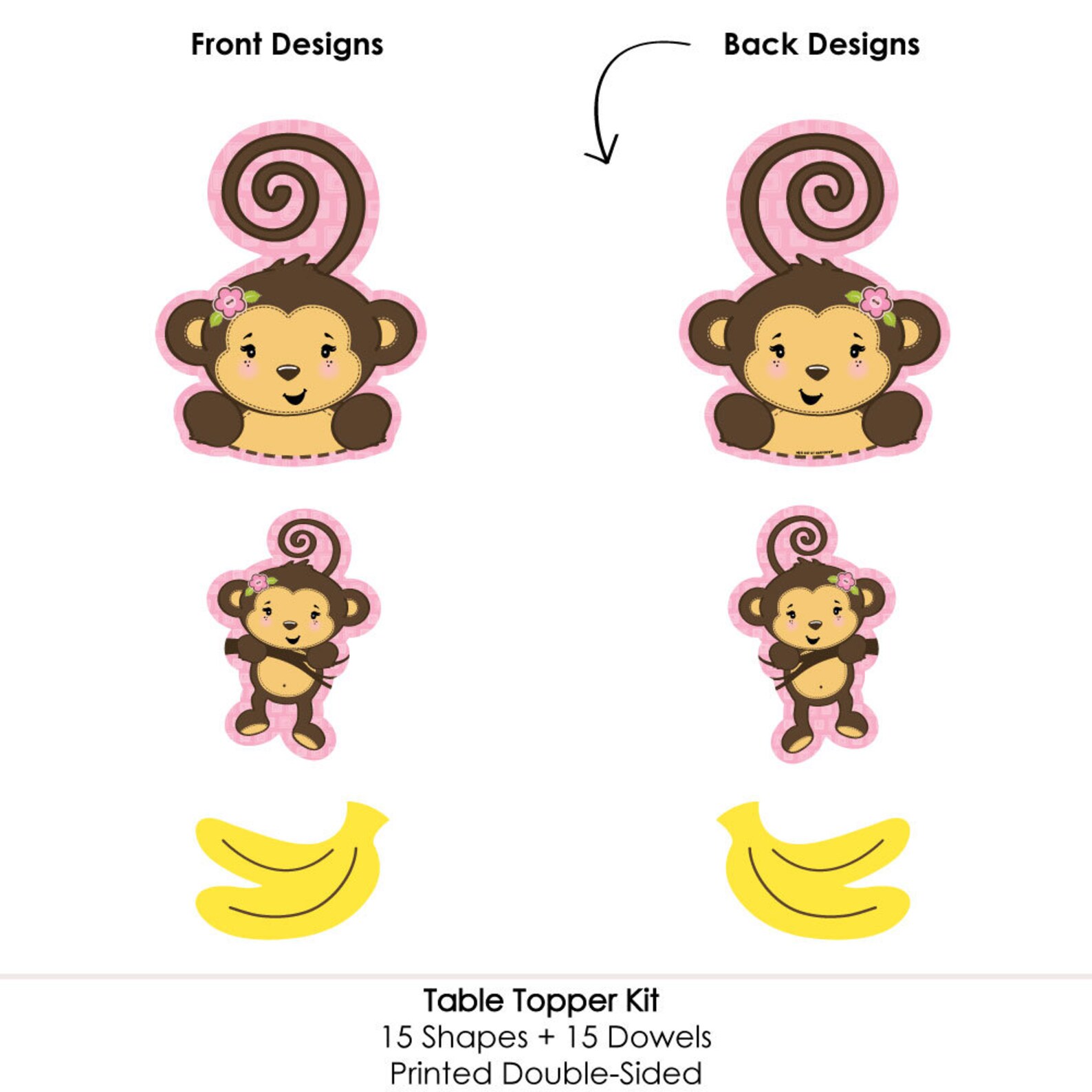 Pink Monkey Girl Baby Shower or Birthday Party Centerpiece - Etsy