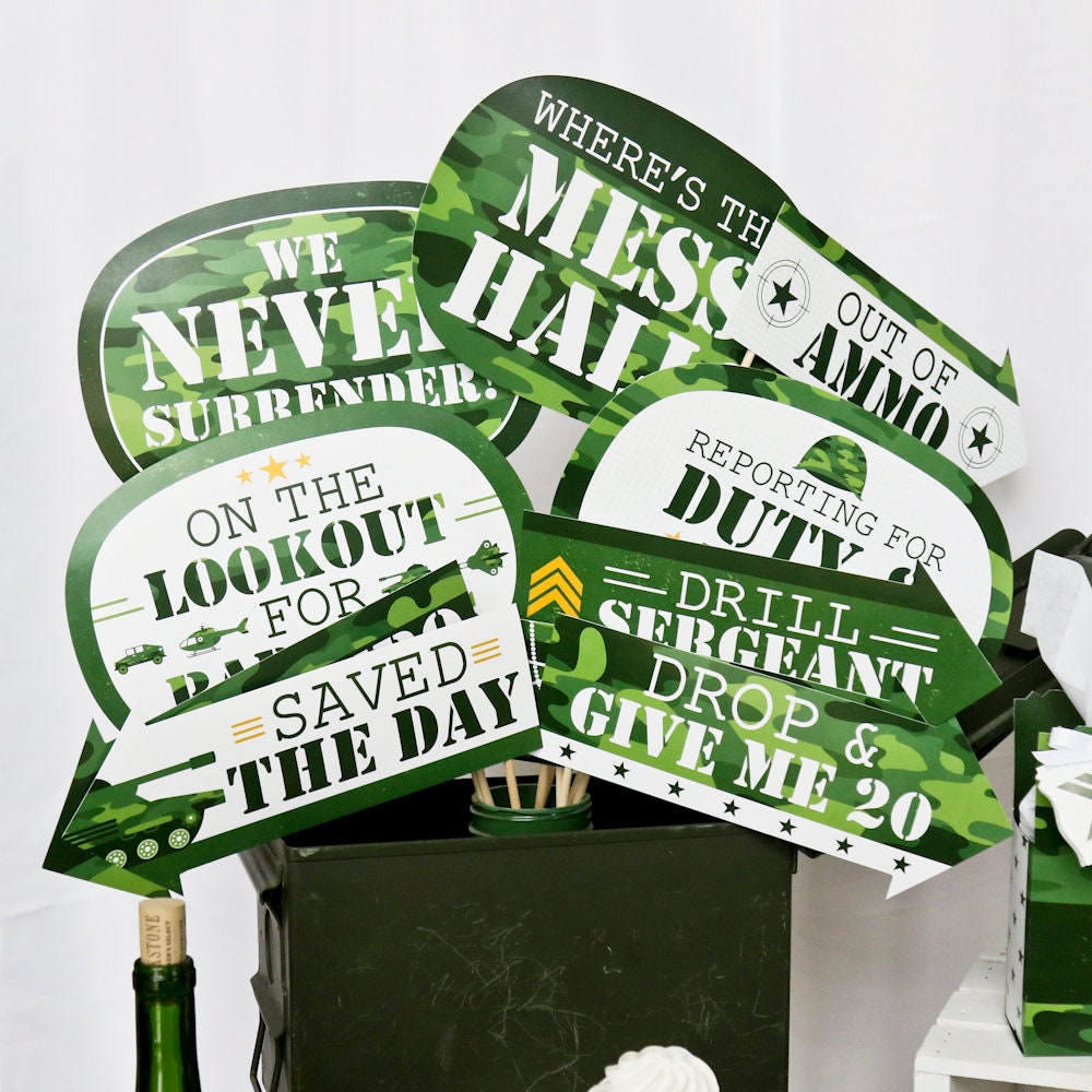 Camo Hero Photo Booth Props Army Military Camouflage Party | Etsy