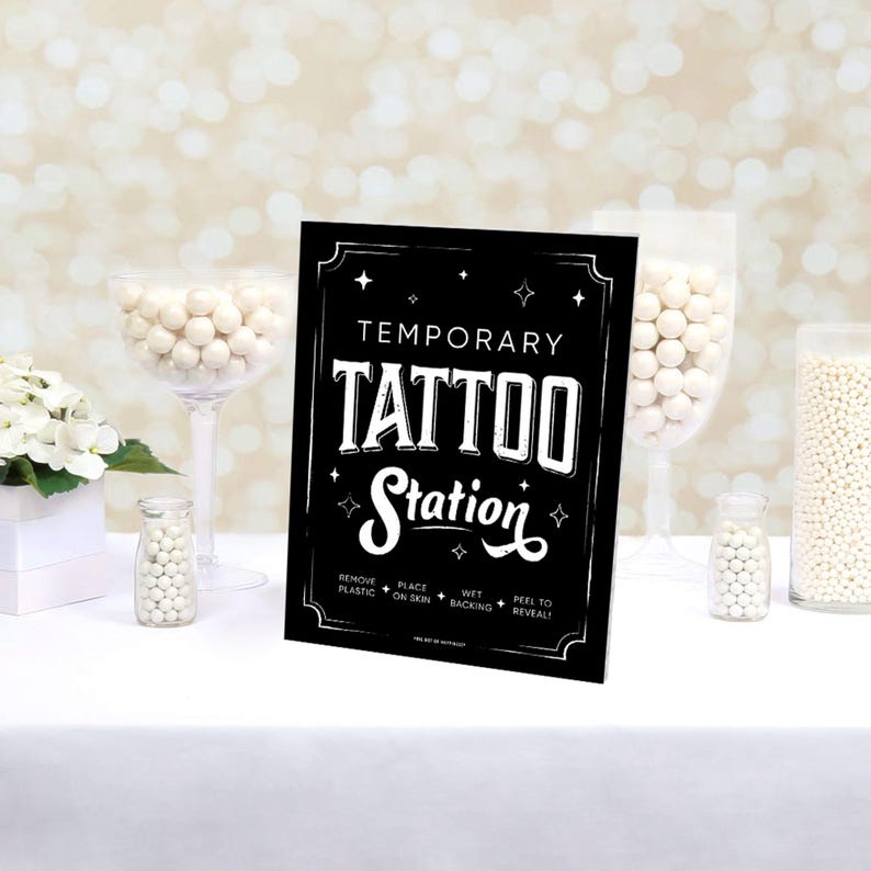 Temporary Tattoo Station Sign - Printed on Sturdy Plastic Material - 10 ...