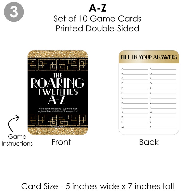 Roaring 20s 4 1920s Art Deco Jazz Party Games 10 Cards - Etsy