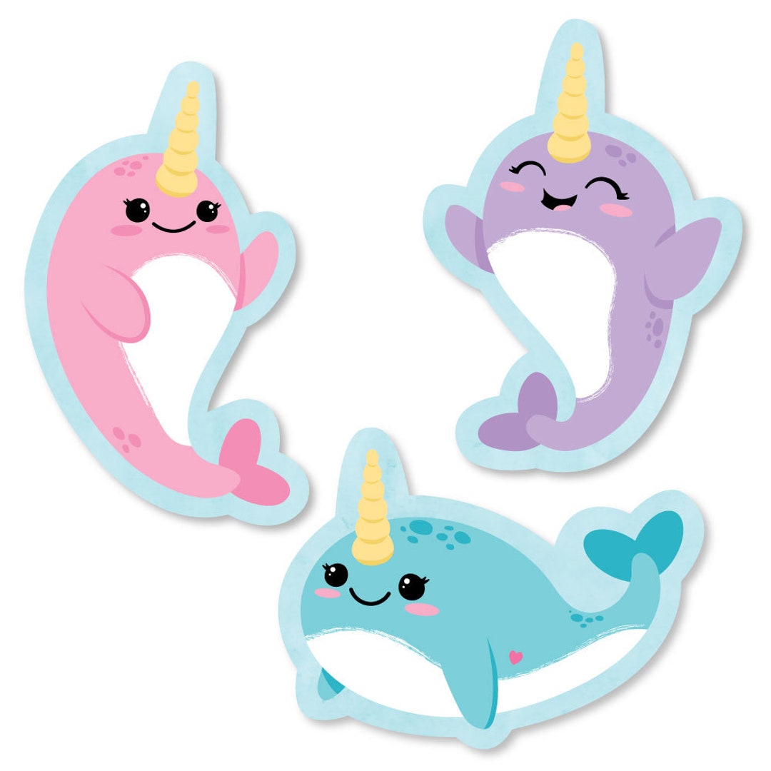 Narwhal Girl DIY Shaped Paper Cut Outs - Under the Sea Baby Shower or ...