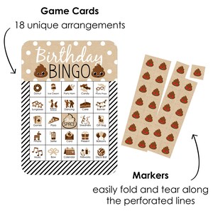 Party ’til You’re Pooped - Picture Bingo Cards and Markers - Poop Emoji ...