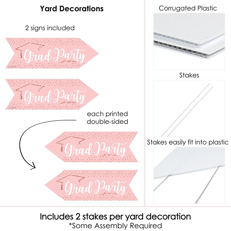 Rose Gold Grad Graduation Party Arrows Double Sided - Etsy