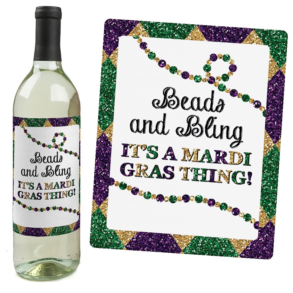 Mardi Gras Party Wine Bottle Labels Wine Bottle Labels for - Etsy