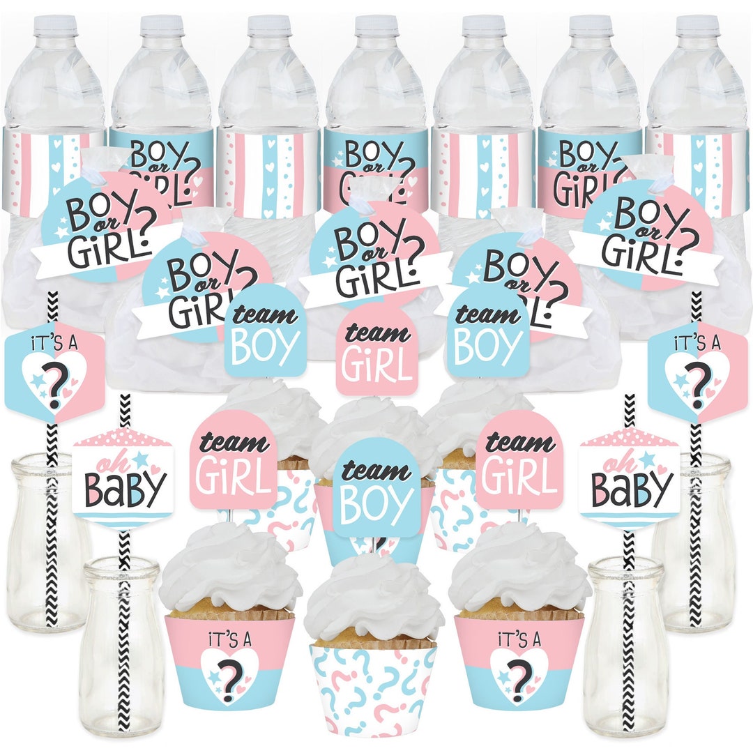 Baby Gender Reveal - Team Boy or Girl Party Favors and Cupcake Kit ...
