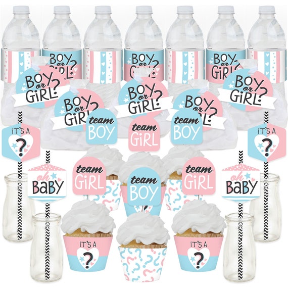 Baby Gender Reveal - Team Boy or Girl Party Favors and Cupcake Kit ...
