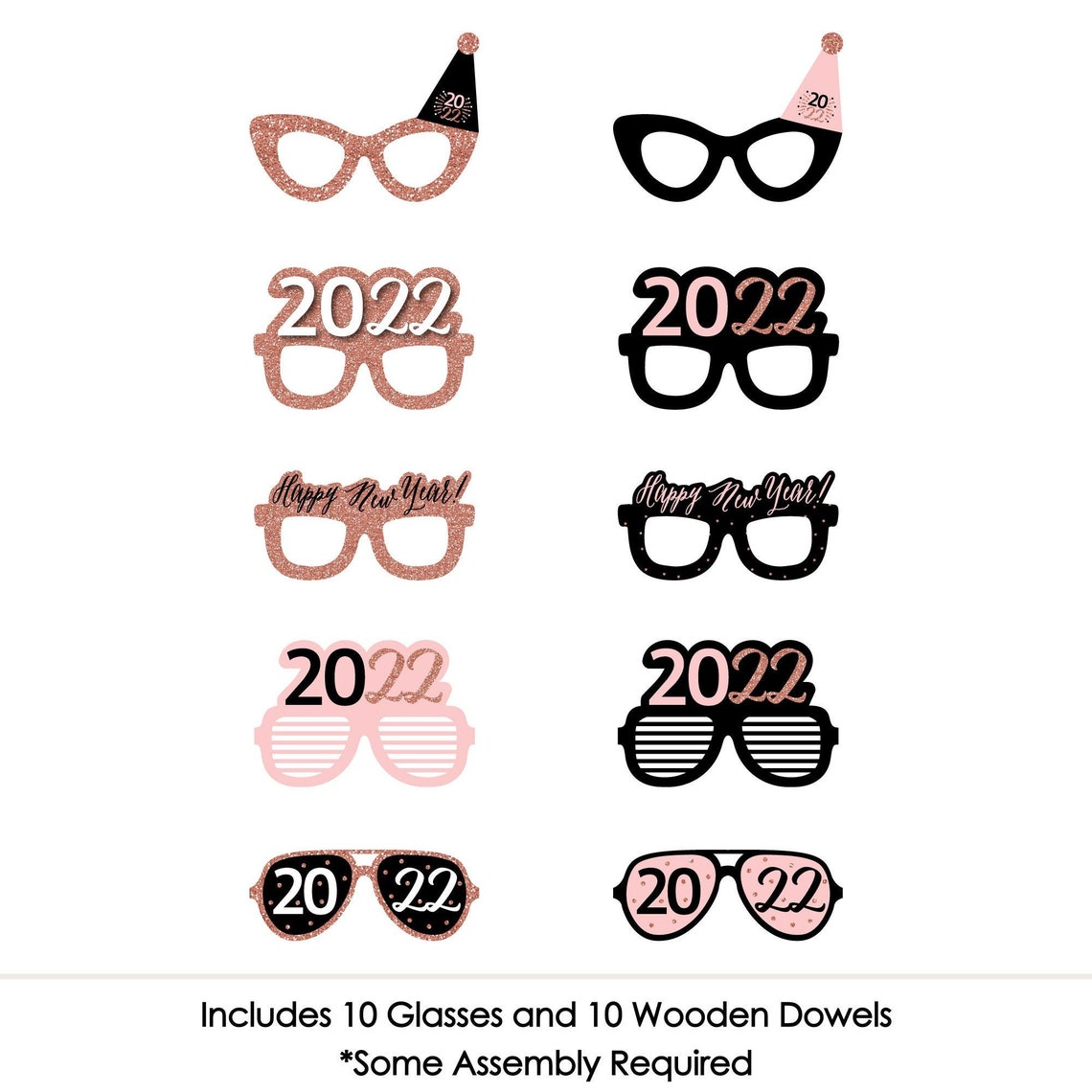 Rose Gold Happy New Year Glasses Paper Card Stock 2022 New | Etsy