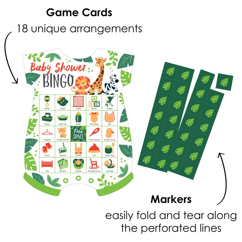 Jungle Party Animals Picture Bingo Cards and Markers - Etsy