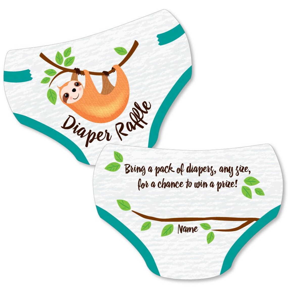Let’s Hang - Sloth - Diaper Shaped Raffle Ticket Inserts - Baby Shower ...