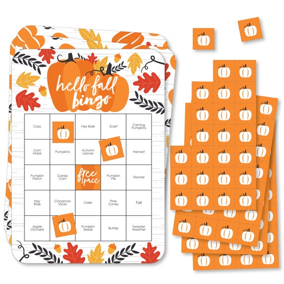 Fall Pumpkin - Bingo Cards and Markers - Halloween or Thanksgiving ...