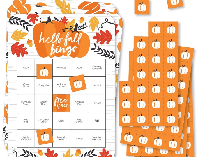 Fall Pumpkin Bingo Cards and Markers Halloween or - Etsy