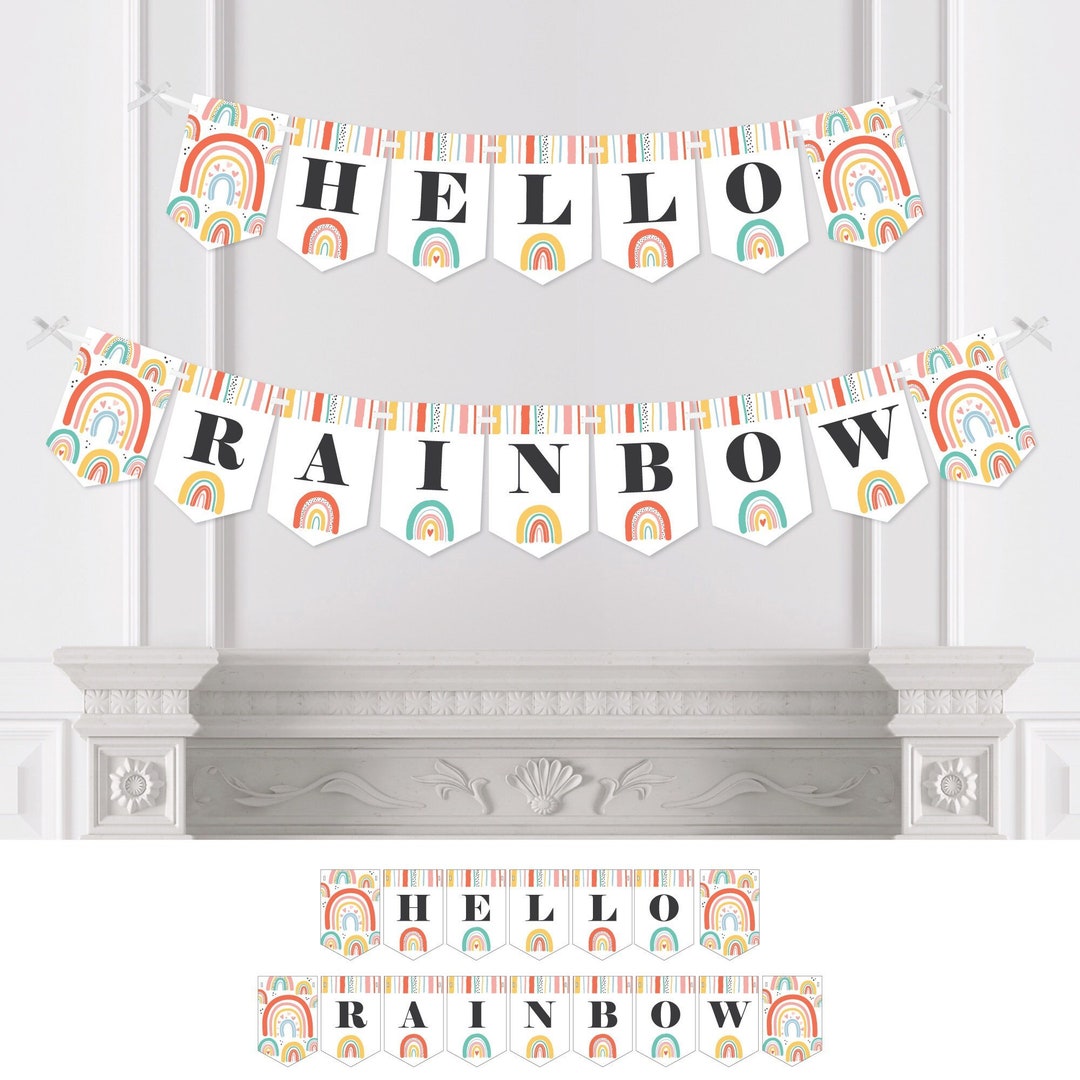 Hello Rainbow Boho Baby Shower and Birthday Party Bunting - Etsy