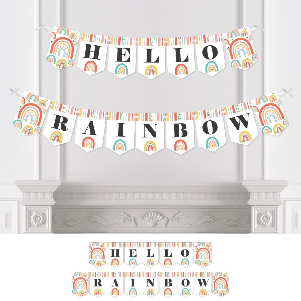 Hello Rainbow Boho Baby Shower and Birthday Party Bunting - Etsy